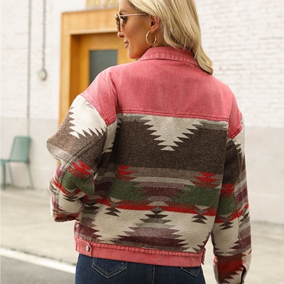 Jackets & Coats | Printed Dropped Shoulder Long Sleeve Denim Jacket ...